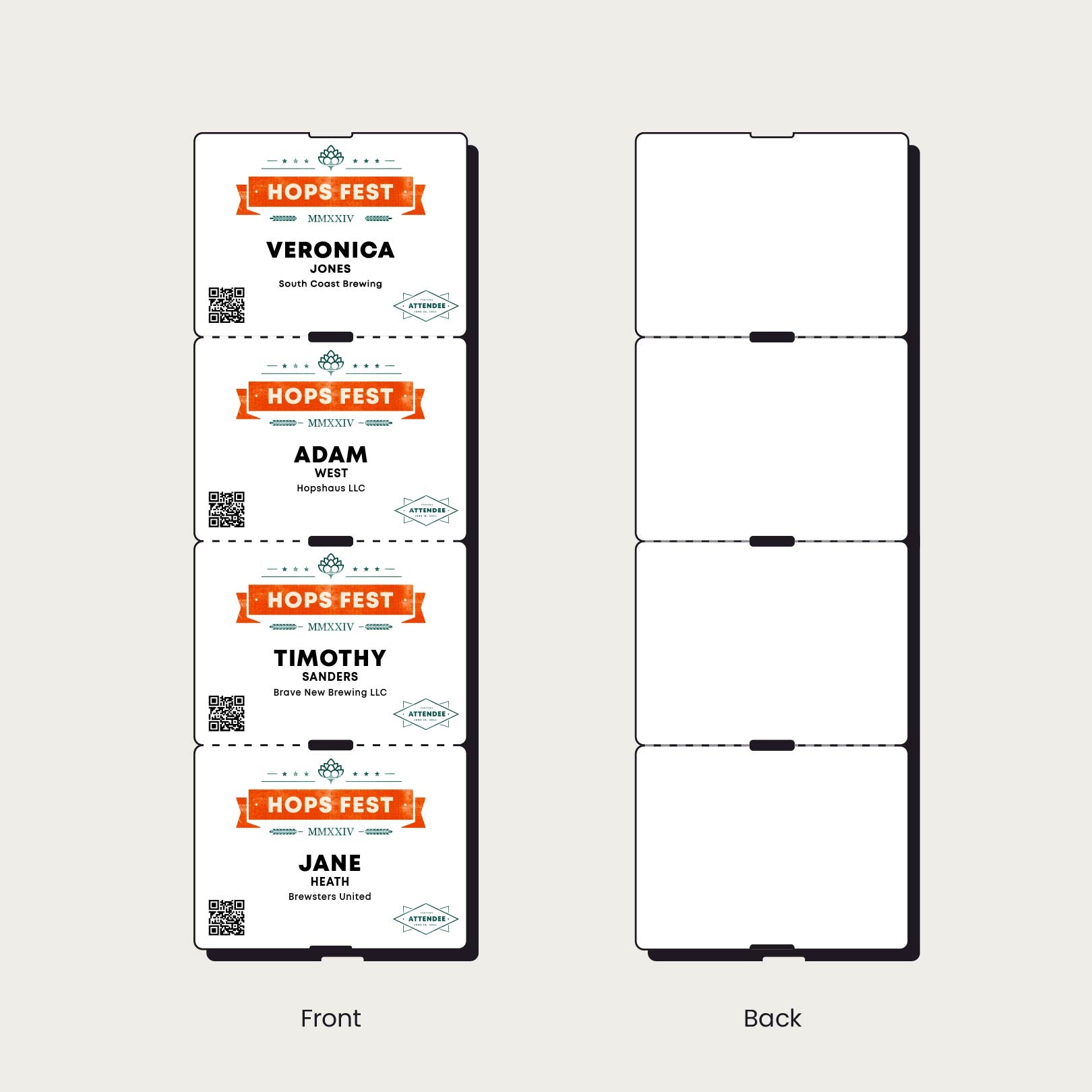 4” x 3” Paper Event Badge - Single Sided, No Notch | Billy’s Badges