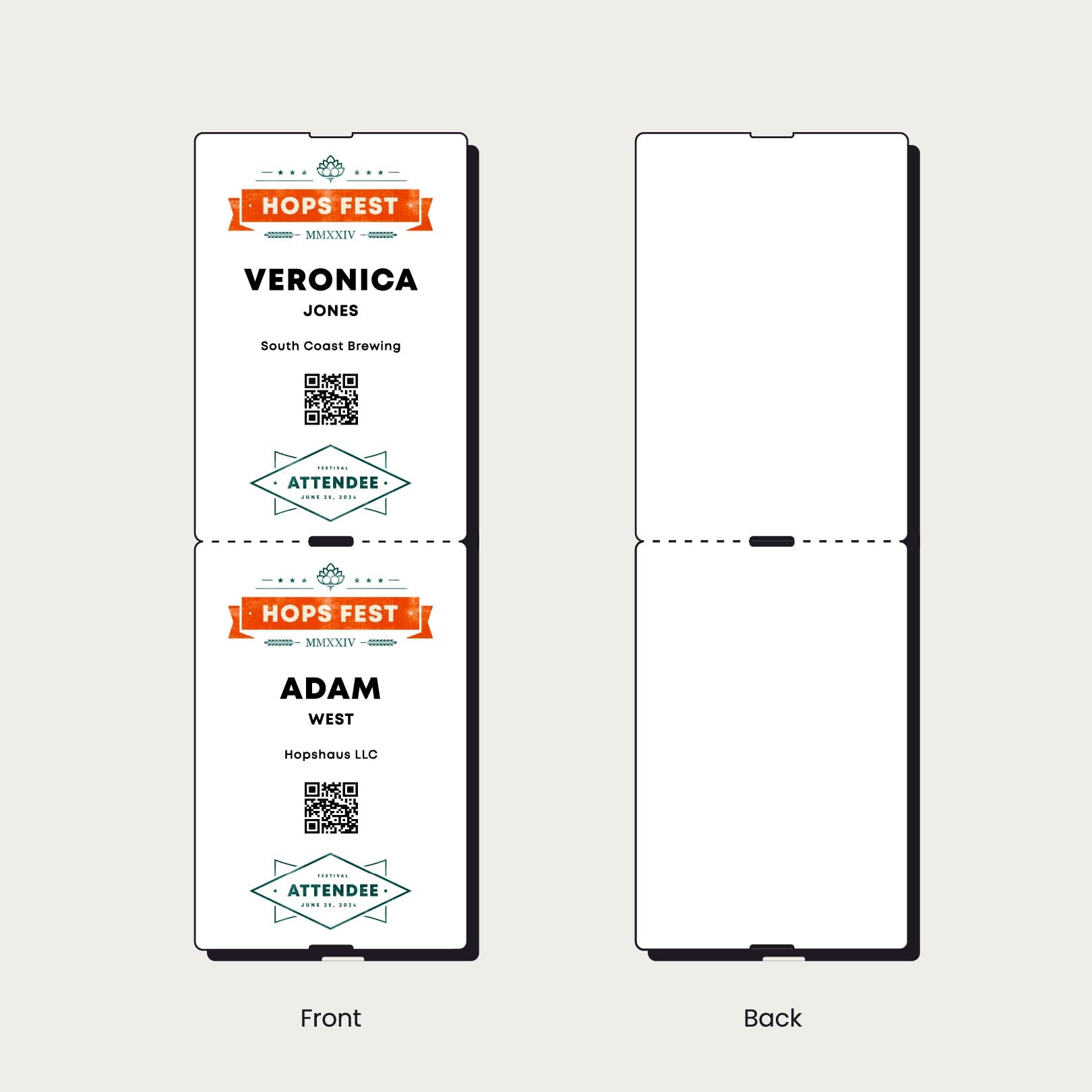 4” x 6” Paper Event Badge - Single Sided, No Notch | Billy’s Badges